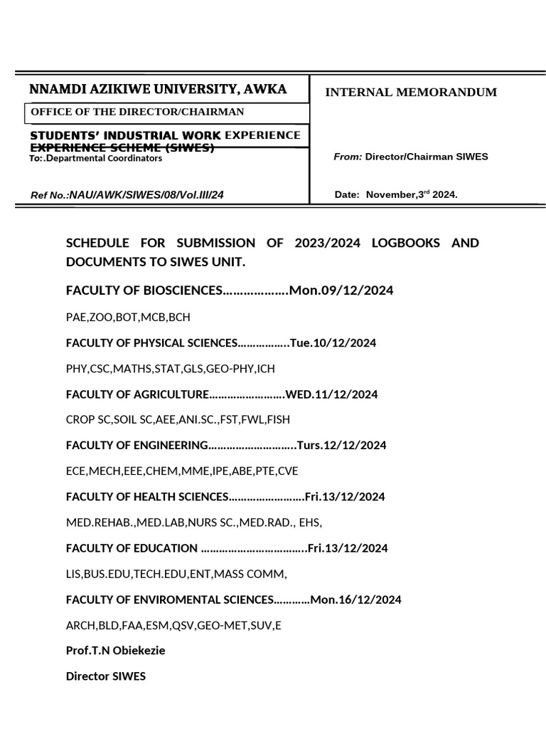 Collation Schedule | PDF