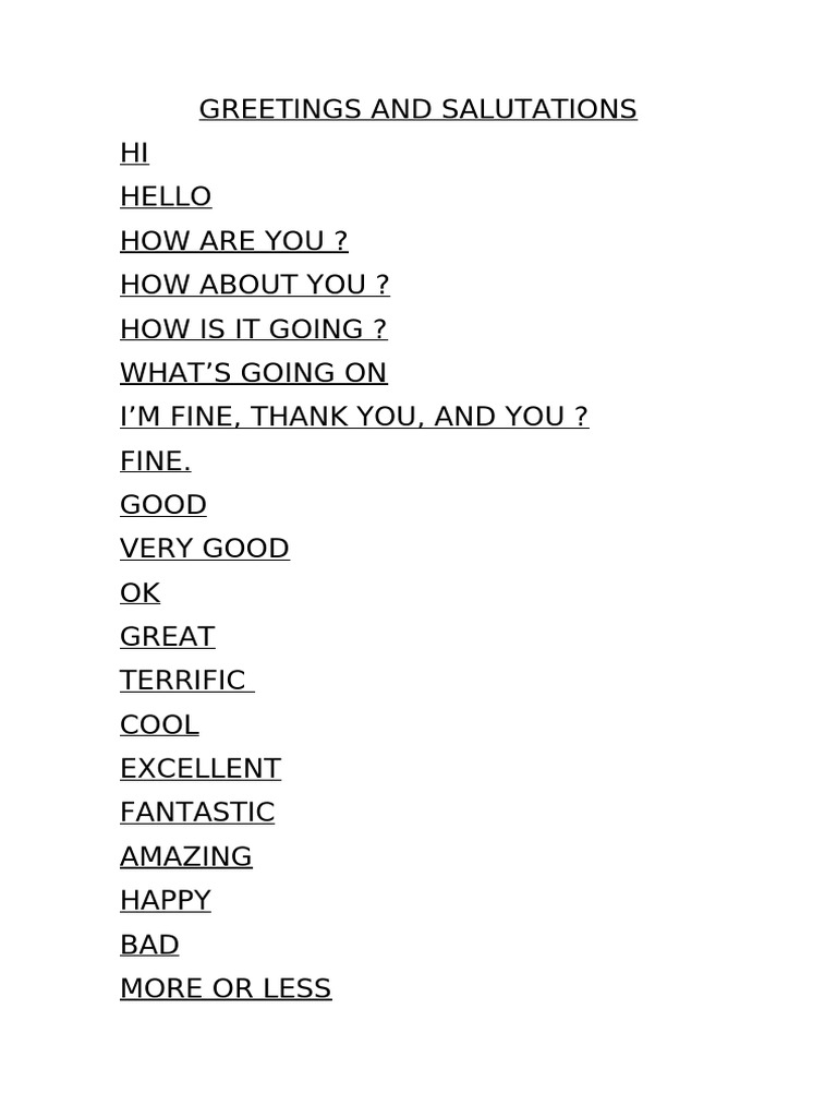 Common Greetings and Responses | PDF