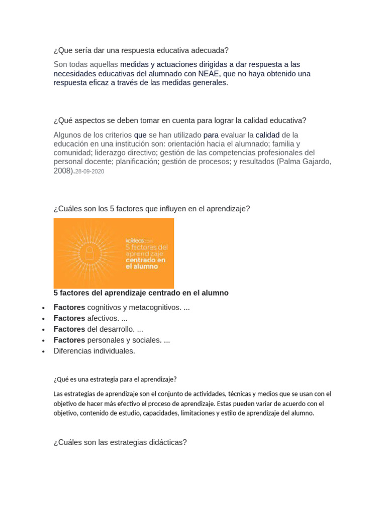 Estrategias para Respuestas Educativas | PDF | Aprendizaje | Enseñando