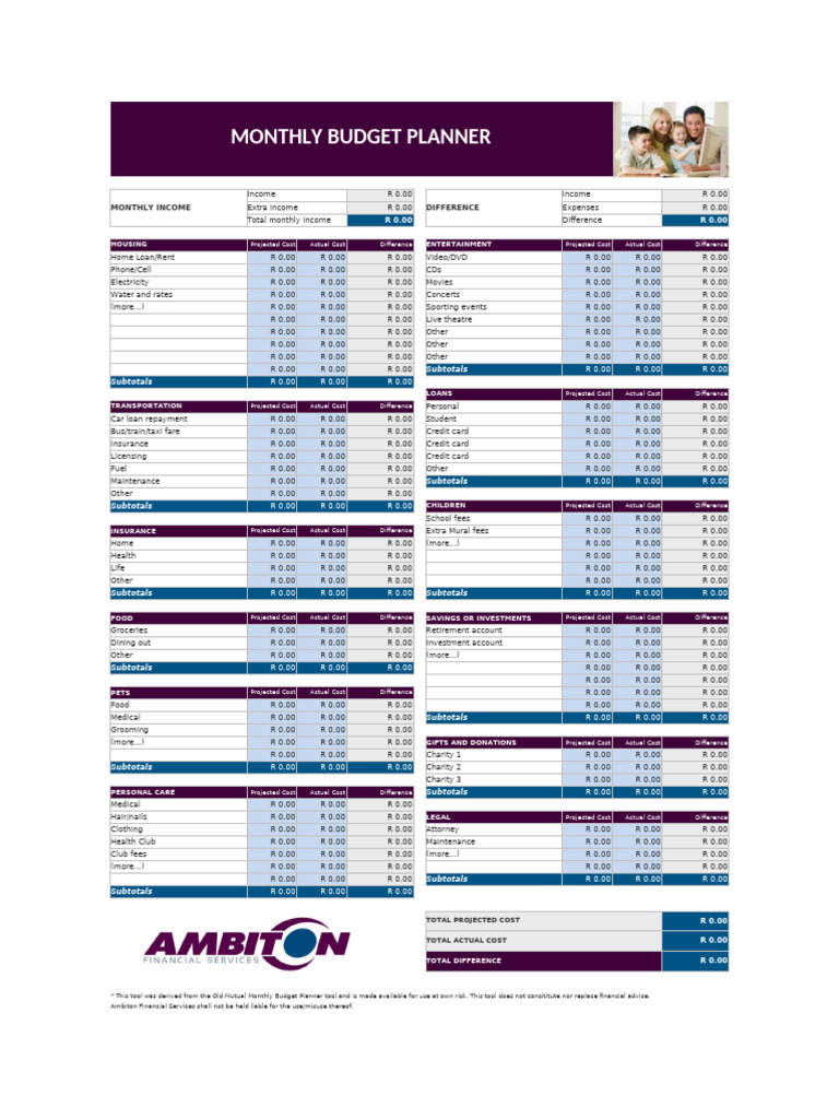 Ambiton Monthly Budget Planner | PDF | Loans