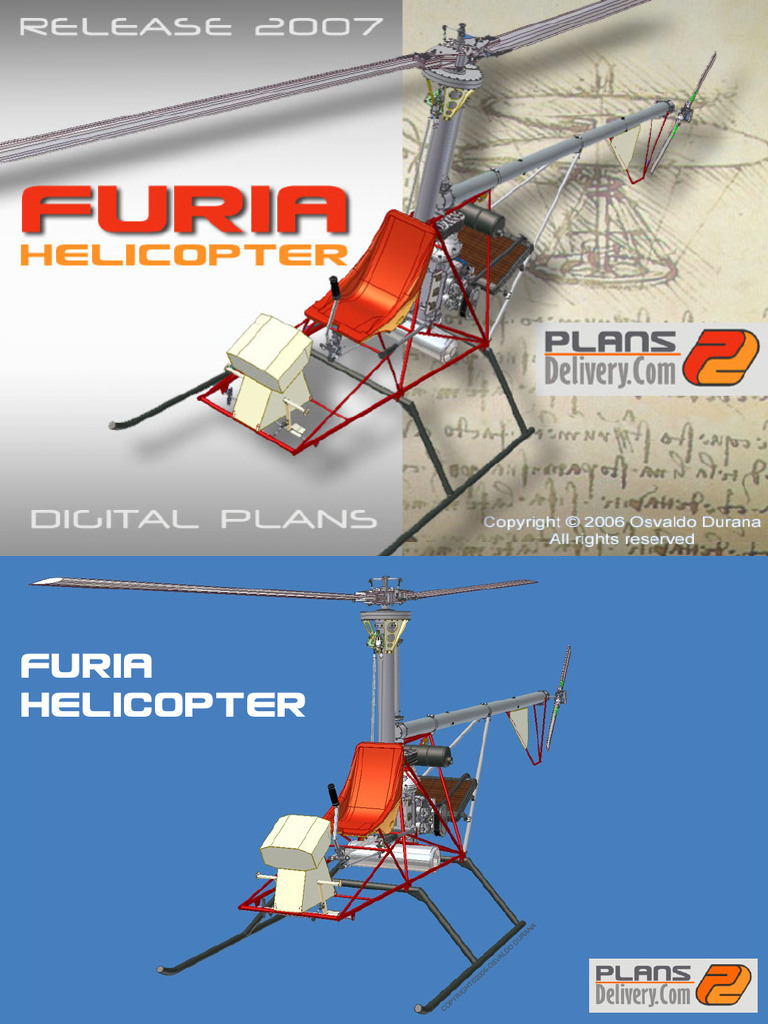 Modelo 3D y Planos Del HelicÃ Ptero Furia | PDF | Axle | Helicopter Rotor