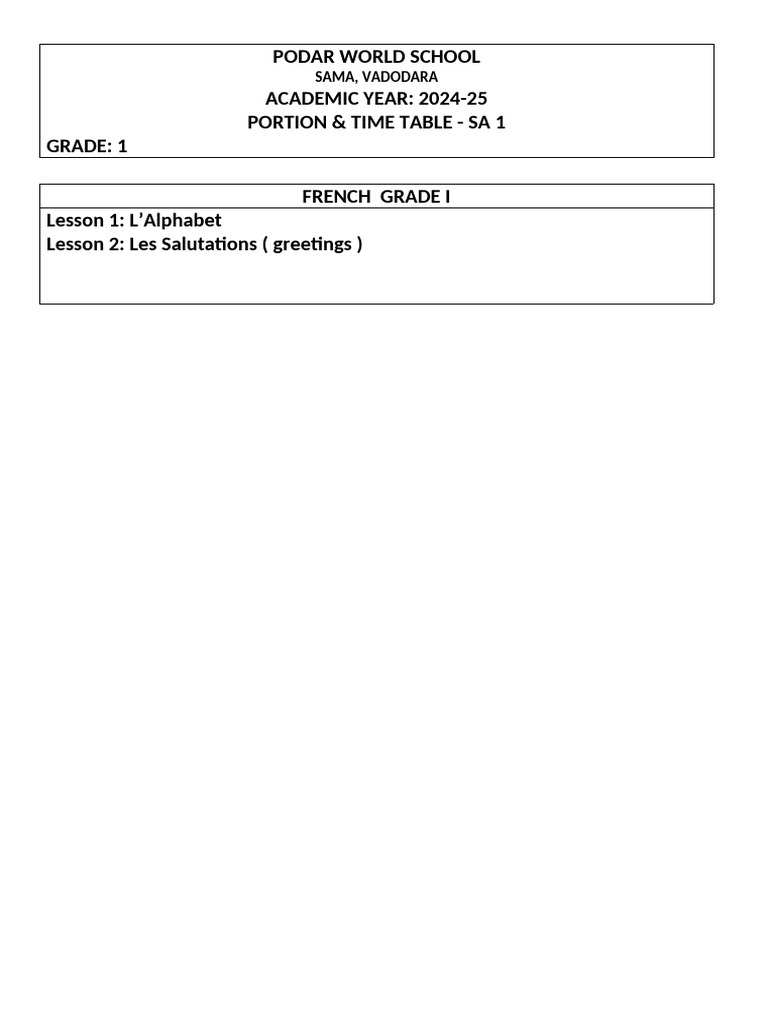 Pws Grade 1 French | PDF