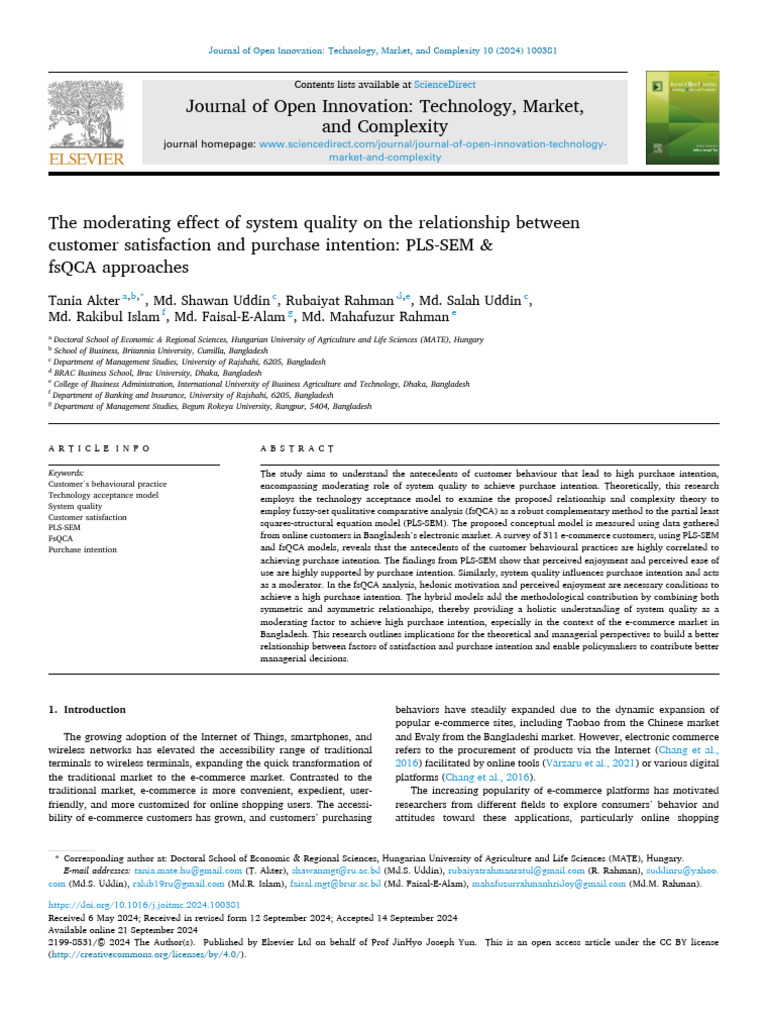 The Moderating Effect Of System Quality On The Relationship Between Customer Satisfaction And