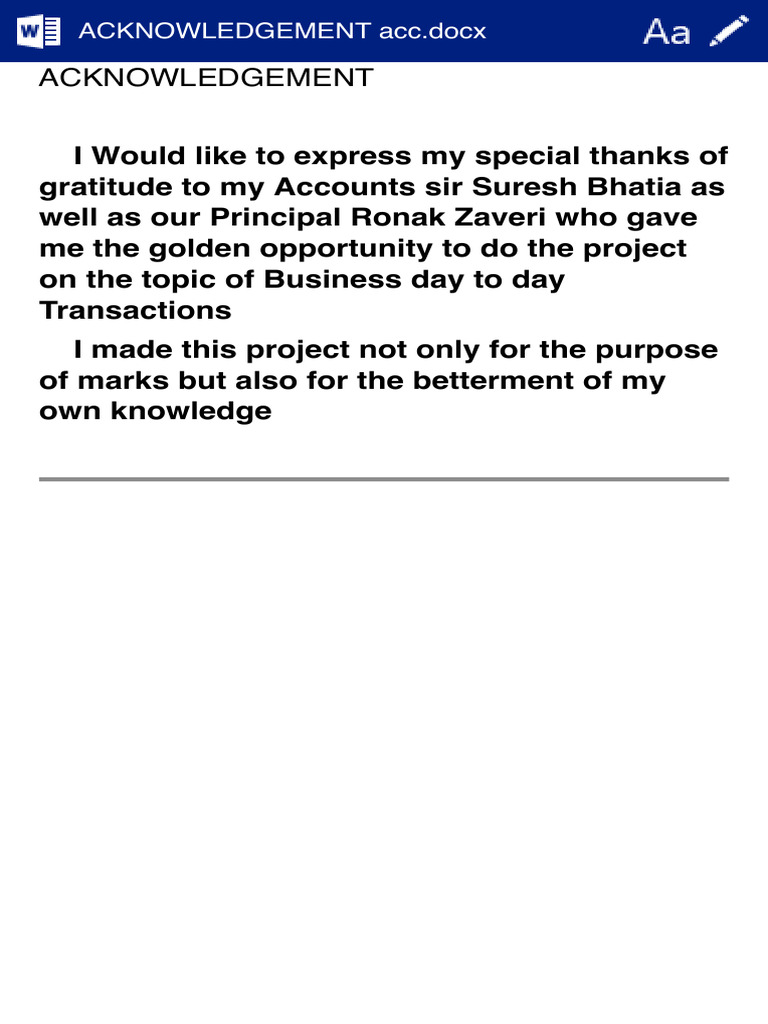 ACKNOWLEDGEMENT Acc - Docx - Microsoft Word Online | PDF