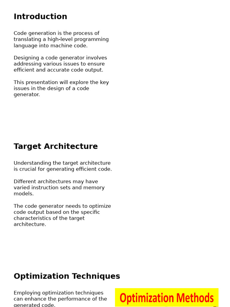 Code Gdhhdheneration - Issues in The Design of A Code Generator | PDF ...