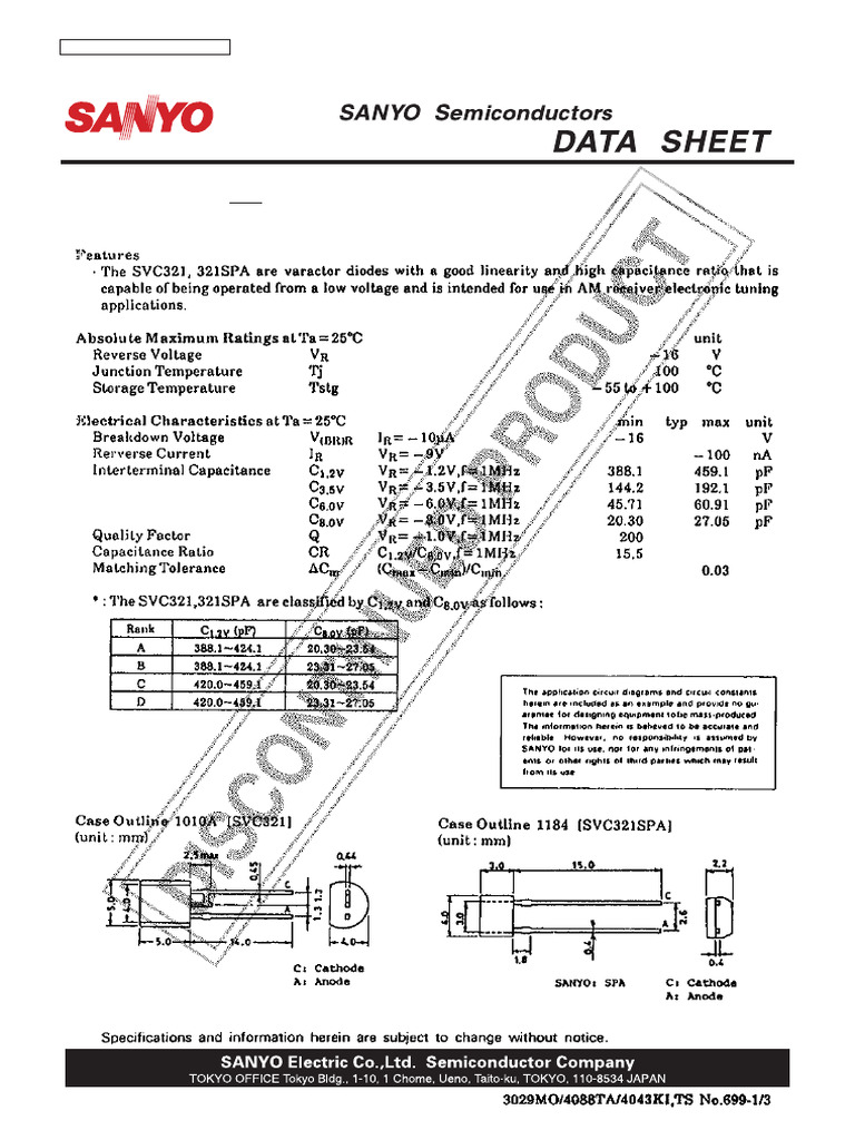 SVC321-Sanyo Semicon Device | PDF