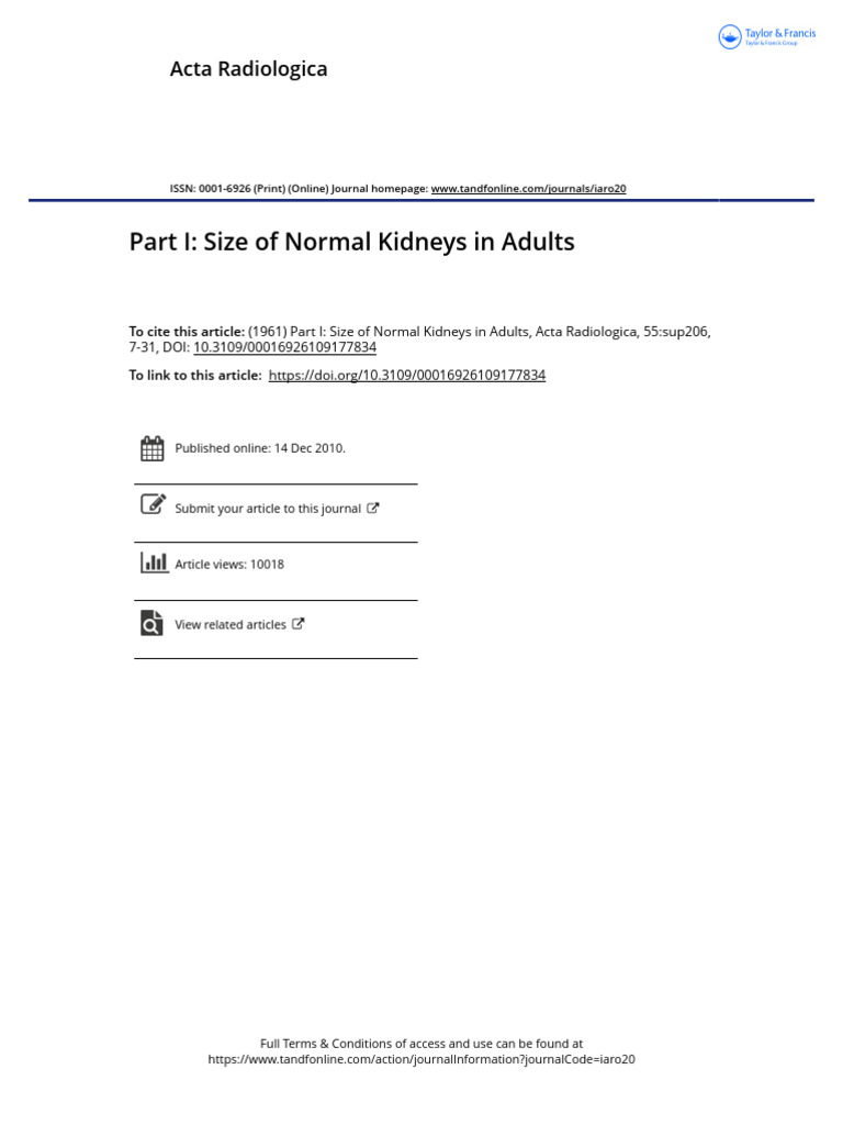 Part I Size of Normal Kidneys in Adults | PDF | Anatomical Terms Of ...
