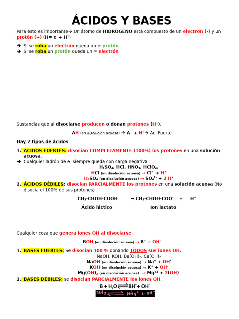 Ácidos, Bases y su Rol en Bioquímica | PDF | Ácido | Solución acuosa