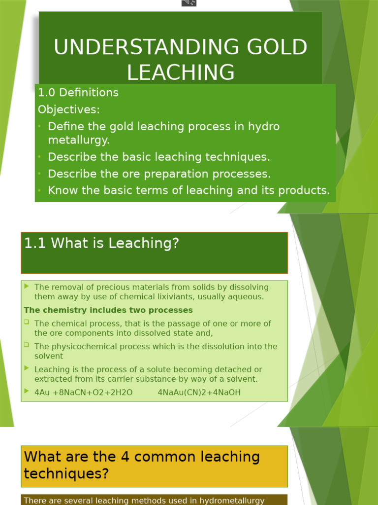 Understanding Gold Leaching | PDF | Physical Sciences | Industrial Processes