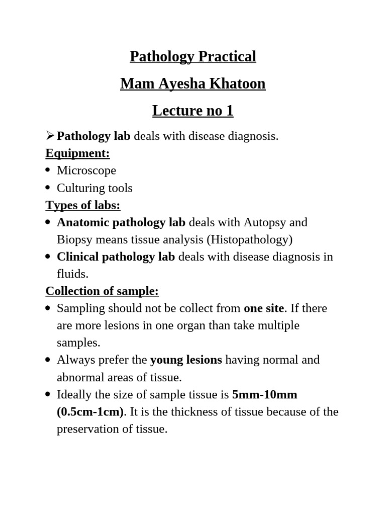 Pathology Practical 1st Lecture | PDF