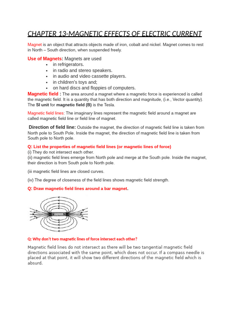 Magnetic Effects of Current | PDF | Magnetic Field | Magnet