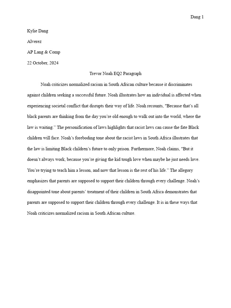 Trevor Noah EQ2 Paragraph | PDF