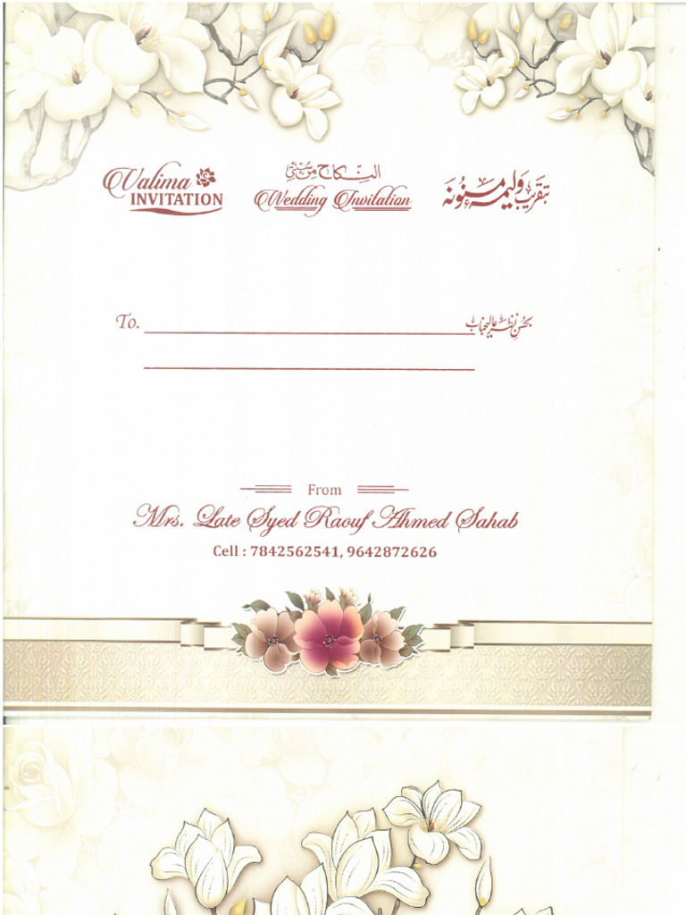 Wedding and Valima Card | PDF