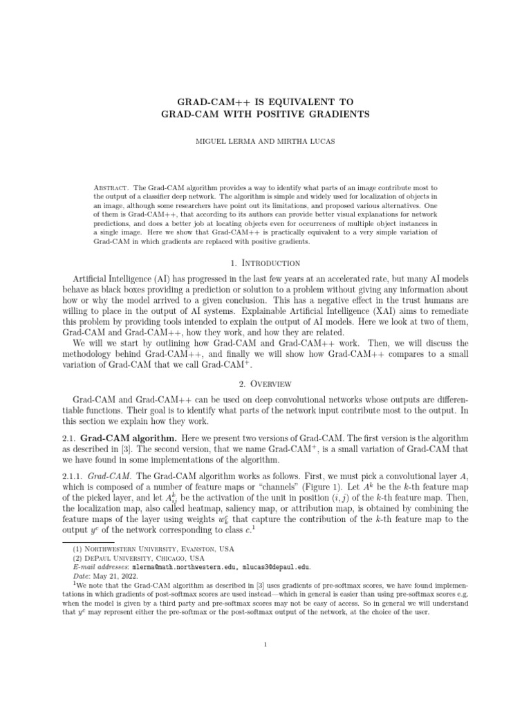 Grad CAM Is Equivalent To Grad CAM With Positive Gradients | PDF ...