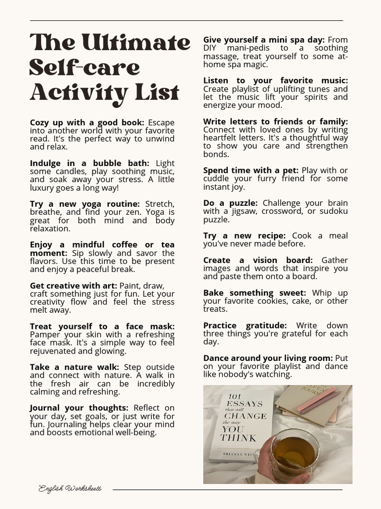 Self Care Activity List | PDF