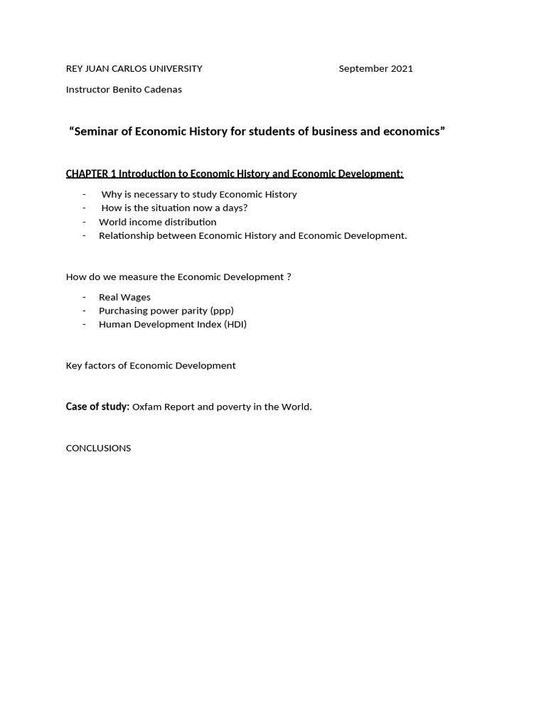 Economic History Summary Chapter 1 | PDF