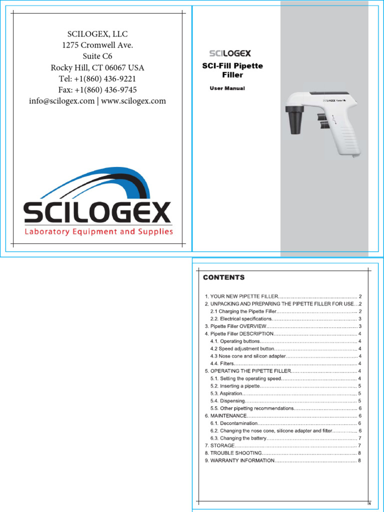 SCILOGEX SCI-Fill Pipette Filler Manual | PDF