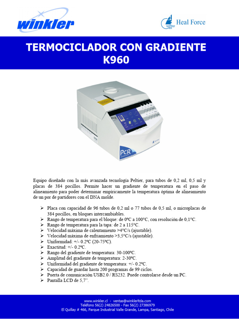Termociclador Con Gradiente K960 | PDF