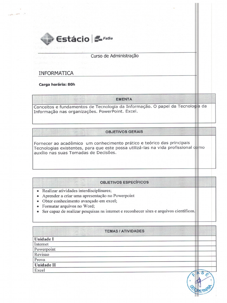 Ementa Informática | PDF