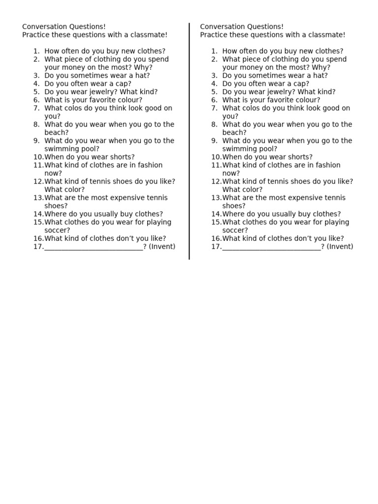 Conversation Questions | PDF