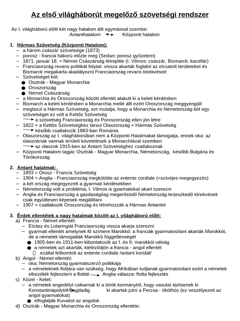 Az-első-világháborút-megelőző-szövetségi-rendszer | PDF