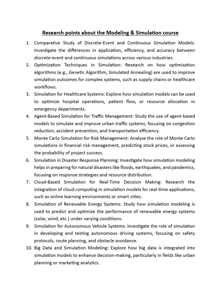 Research Points About The Modeling | PDF | Simulation | Internet Of Things