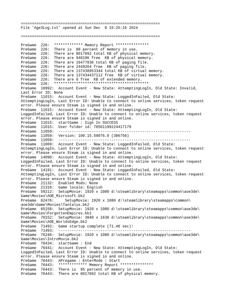 Age3Log | PDF | Computer Engineering | System Software