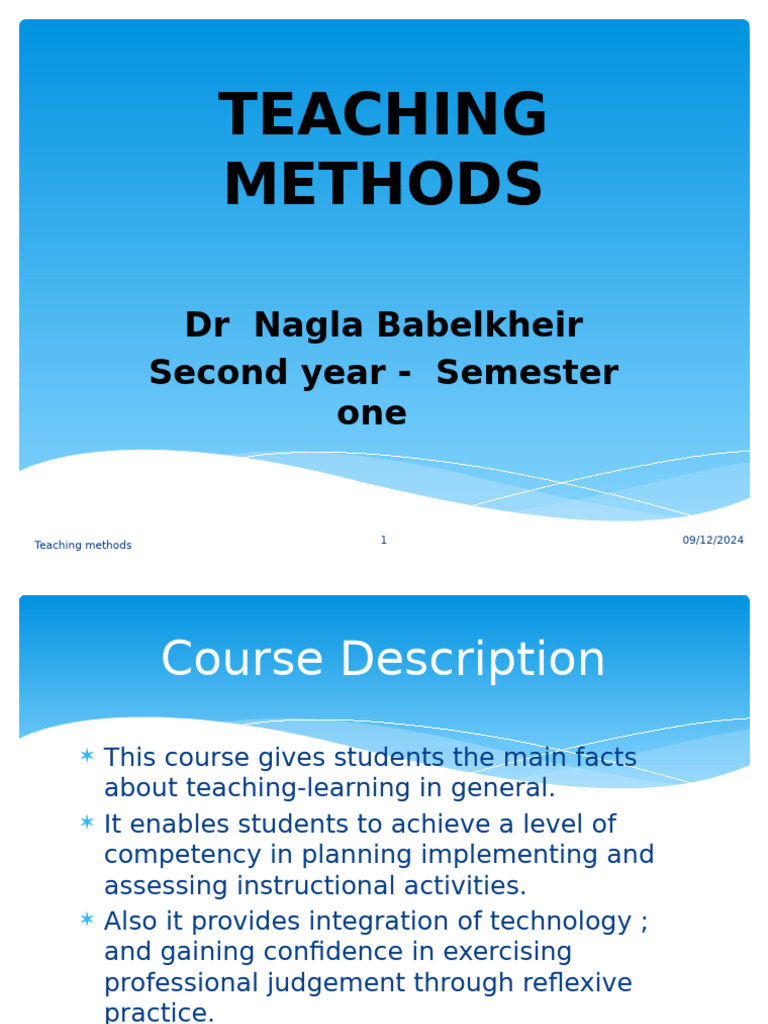 Teaching Methods Class 1 | PDF | Teaching Method | Teachers