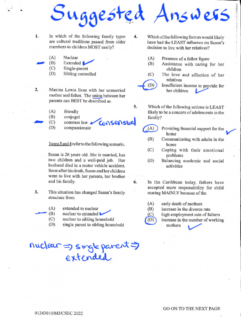 2022 Answers SS May June P1 | PDF