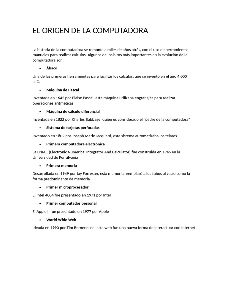 El Origen de La Computadora | PDF