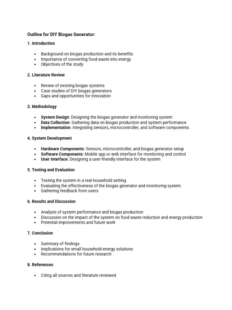Outline For DIY Biogas Generator | PDF
