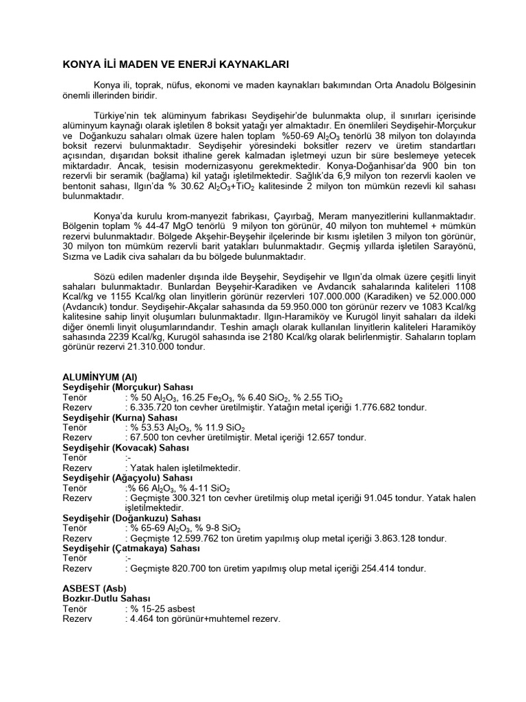 Konya Madenler | PDF
