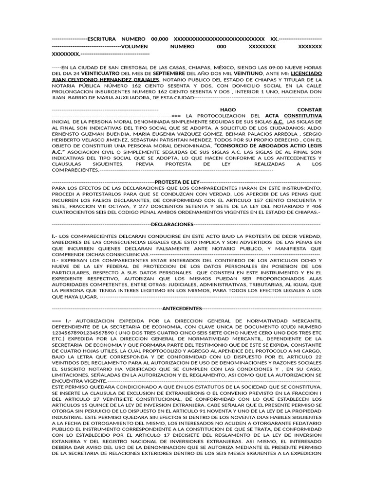Acta Constitutiva Abogados Ac. | PDF | México | Justicia