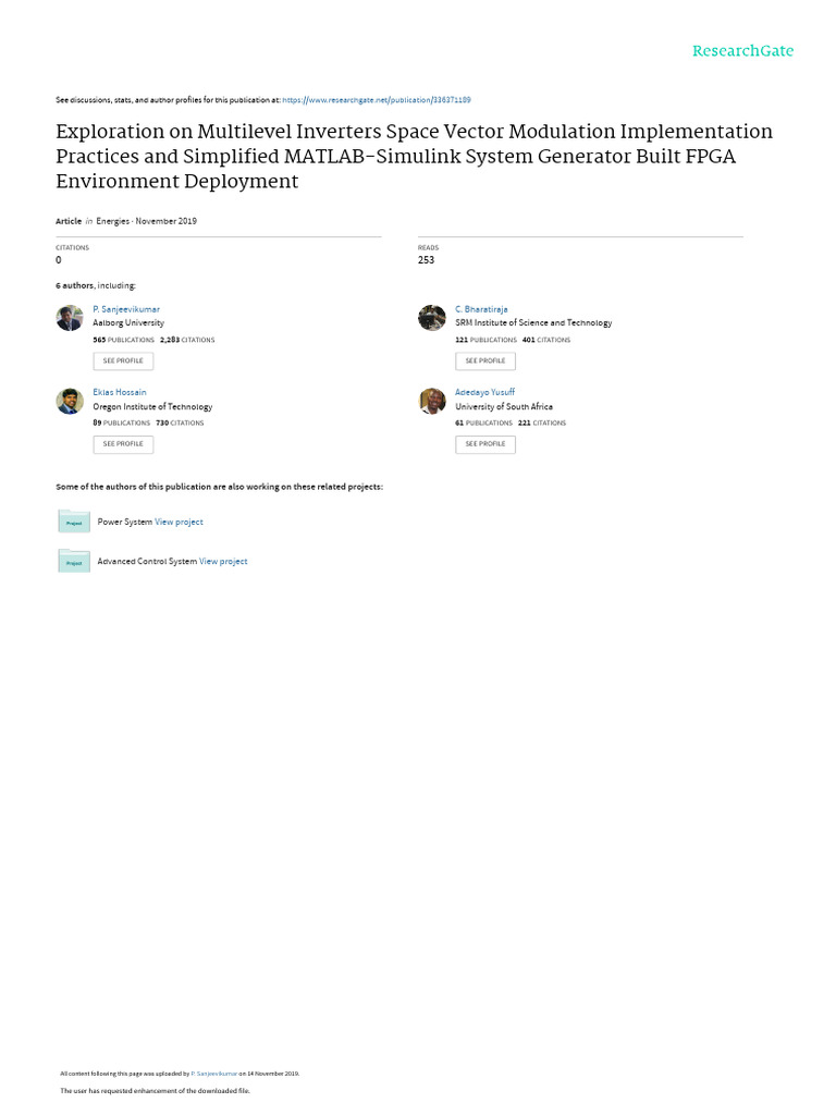 A Simple Multilevel Space Vector Modulation Technique and MATLAB System Generator Built - 2020 ...