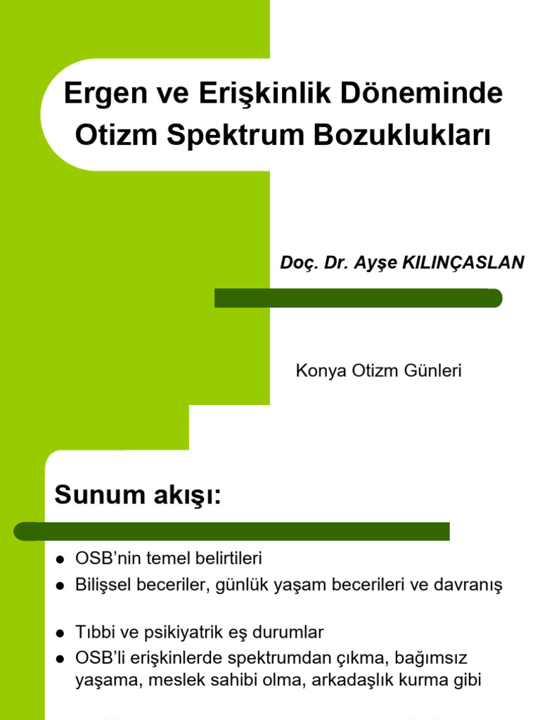 Ergen Ve Eriskinlikte Otizm | PDF