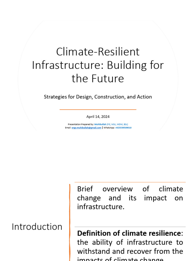 Presentation On Climate Resilient Infrastructures 1713129396 | PDF ...