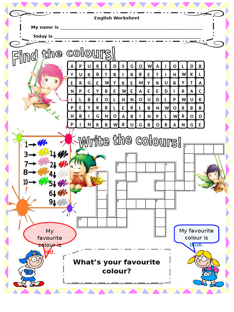 English Worksheet: Color Preferences | PDF