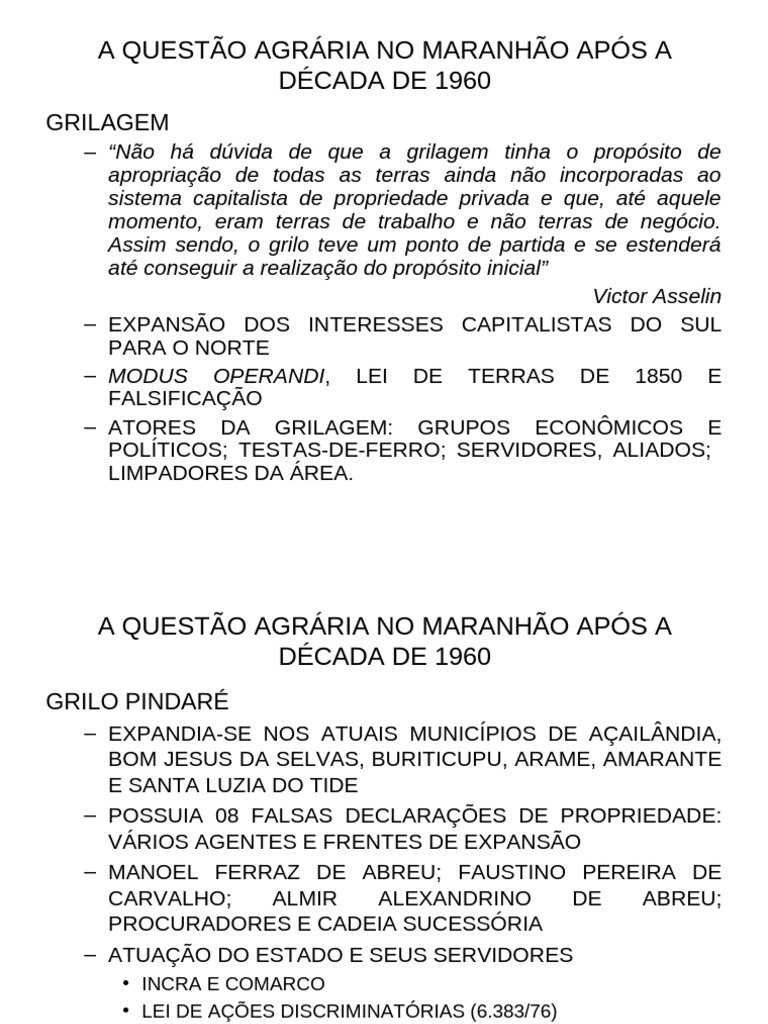 Grilagem e Conflitos Agrários no Maranhão | PDF