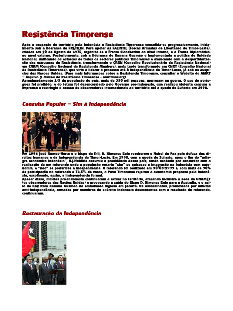 Resistência e Independência de Timor-Leste | PDF | Timor Leste