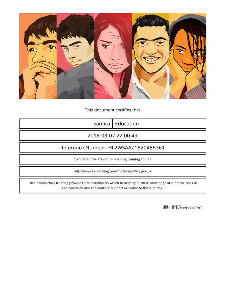 Prevent e Learning Certificate | PDF