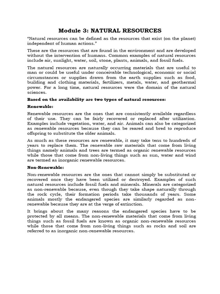 Understanding Natural Resources Types | PDF | Soil | Energy Development