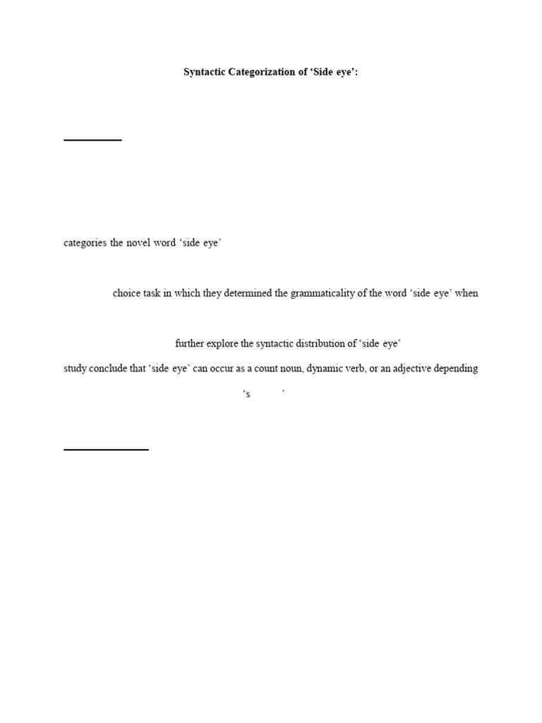 Example Linguistics Paper Syntax-Sideeye-Fall2019 | PDF | Noun | Word