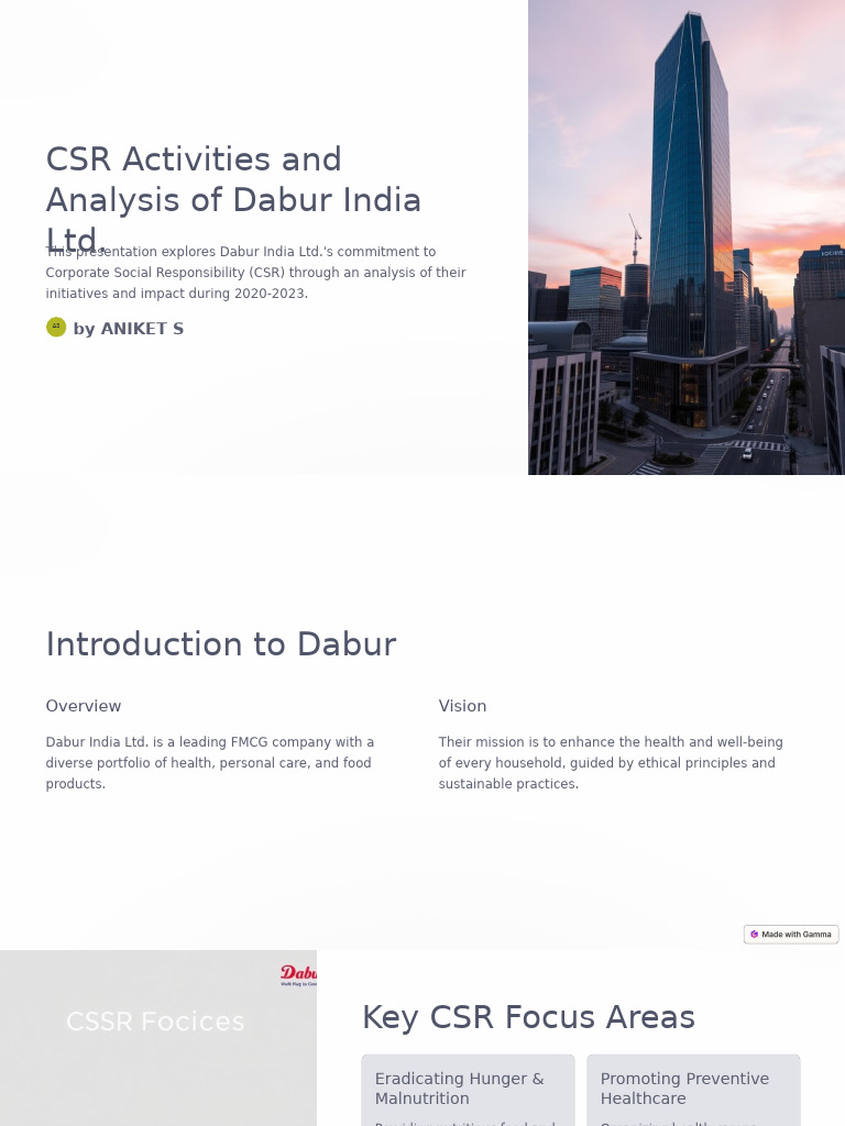 Dabur India CSR Activities Overview 2020-2023 | PDF | Corporate Social ...