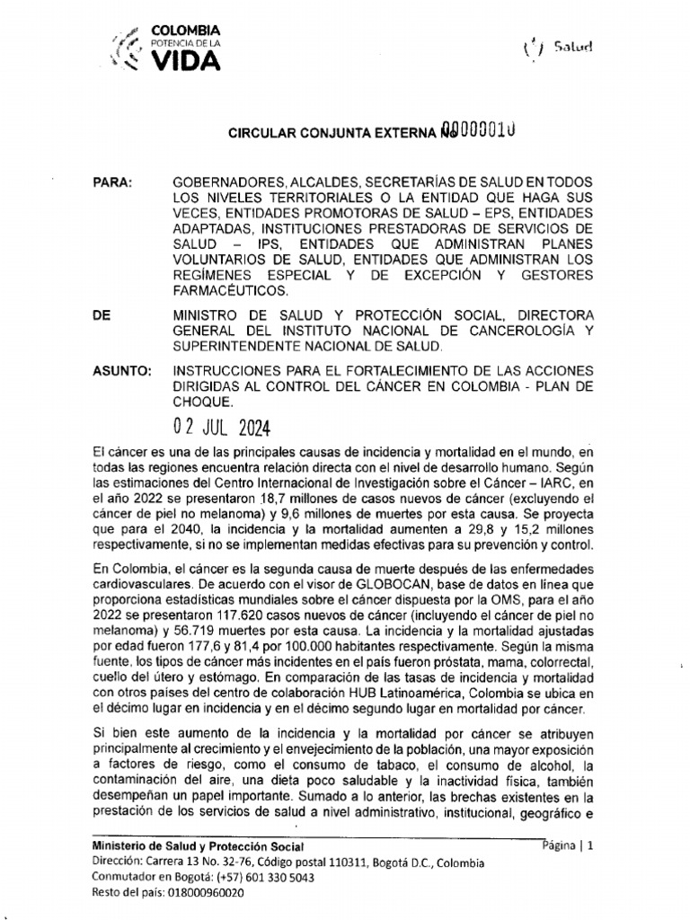 Circular Externa No. 010 de 2024 | PDF