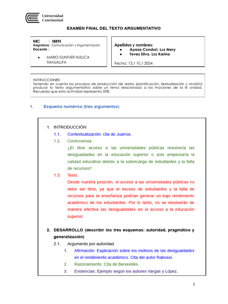 Examen Escrito Arg. Final | PDF | Desigualdad social | Discriminación y relaciones raciales