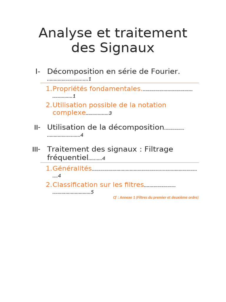 Analyse Et Traitement Des Signaux | PDF