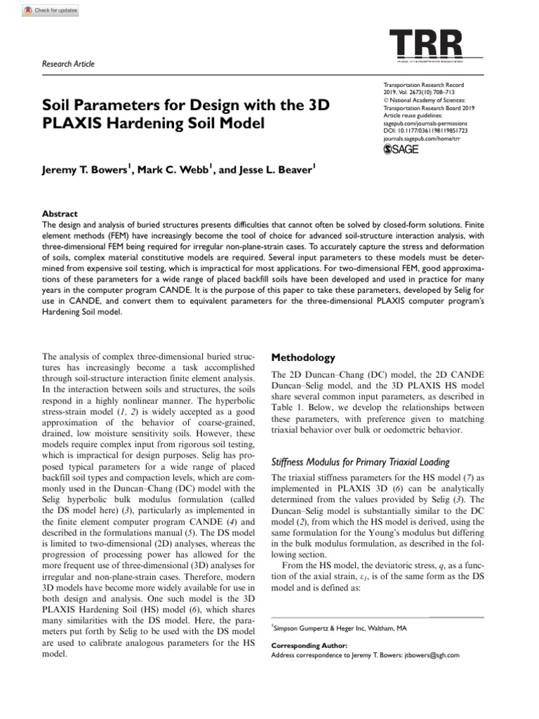 Soil Parameters for Design with the 3D PLAXIS Hardening Soil Model | PDF | Finite Element Method ...