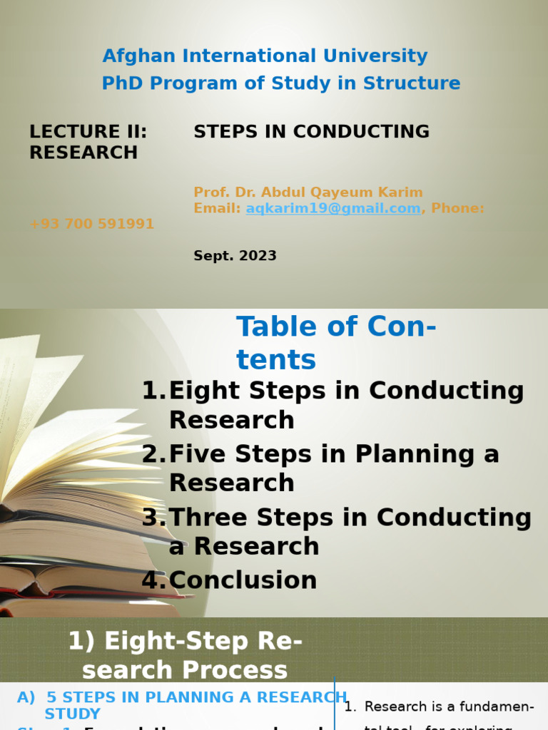 LECTURE II. Introduction To Research Methodology (Steps in Conducting ...
