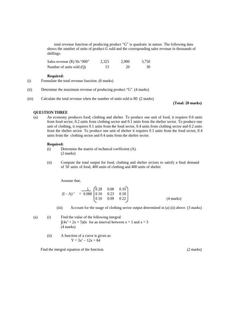 MGT MATHS QUESTIONS (1) | PDF | Profit (Economics) | Economics