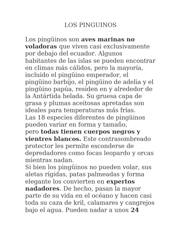 Características de los pingüinos | PDF